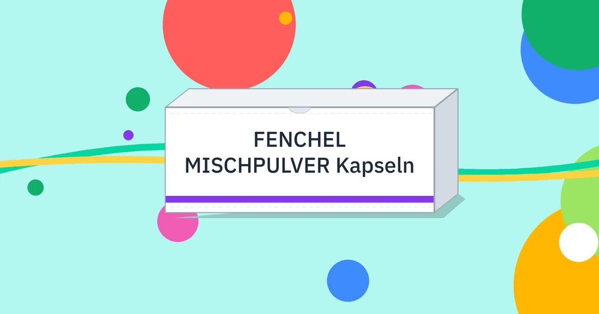 Symbolbild: Packung mit der Aufschrift FENCHEL MISCHPULVER Kapseln (PZN 16325247) – Verfügbarkeit und Bezug in Apotheken in Frankfurt am Main