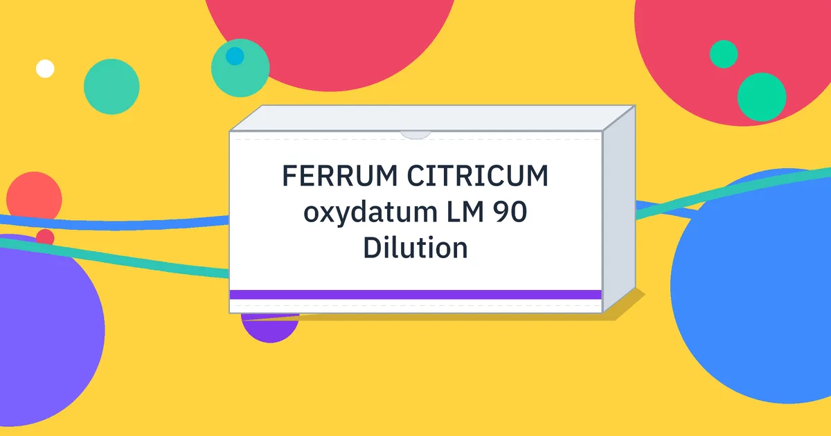 Symbolbild: Packung mit der Aufschrift FERRUM CITRICUM oxydatum LM 90 Dilution (PZN 12848735) – Verfügbarkeit und Bezug in Apotheken in Frankfurt am Main