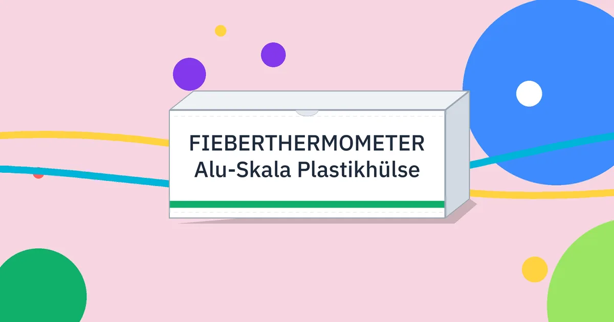 Symbolbild: Packung mit der Aufschrift FIEBERTHERMOMETER Alu-Skala Plastikhülse (PZN 01739546) – Verfügbarkeit und Bezug in Apotheken in Frankfurt am Main