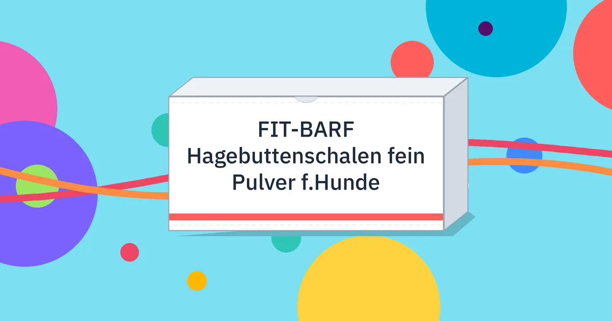 Symbolbild: Packung mit der Aufschrift FIT-BARF Hagebuttenschalen fein Pulver f.Hunde (PZN 01303205) – Verfügbarkeit und Bezug in Apotheken in Frankfurt am Main