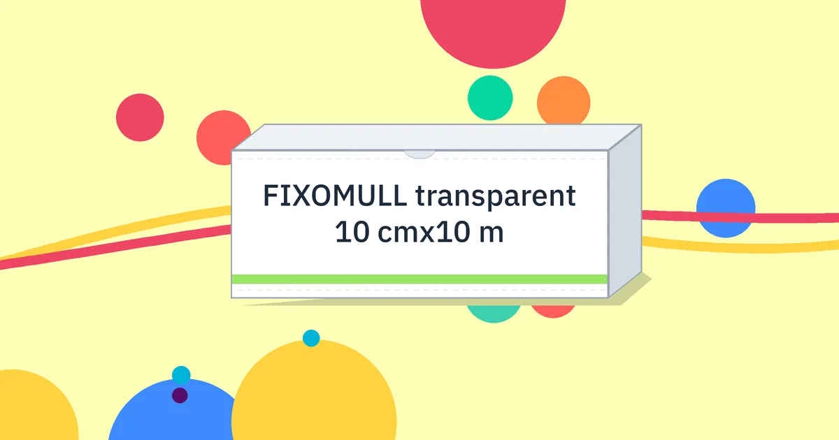 Symbolbild: Packung mit der Aufschrift FIXOMULL transparent 10 cmx10 m (PZN 16655849) – Verfügbarkeit und Bezug in Apotheken in Frankfurt am Main