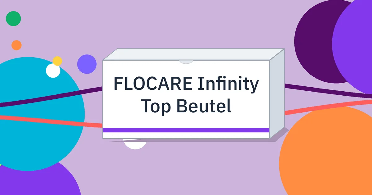 Symbolbild: Packung mit der Aufschrift FLOCARE Infinity Top Beutel (PZN 11289417) – Verfügbarkeit und Bezug in Apotheken in Frankfurt am Main