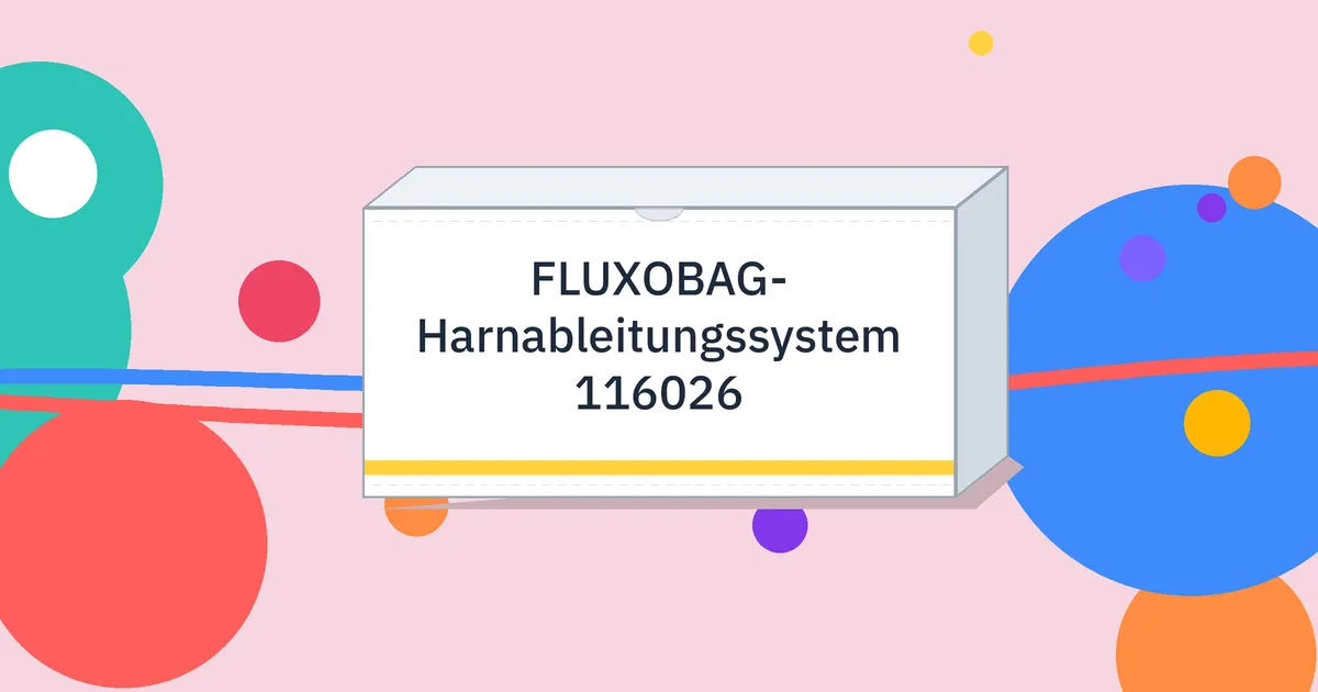 Symbolbild: Packung mit der Aufschrift FLUXOBAG-Harnableitungssystem 116026 (PZN 11566064) – Verfügbarkeit und Bezug in Apotheken in Frankfurt am Main