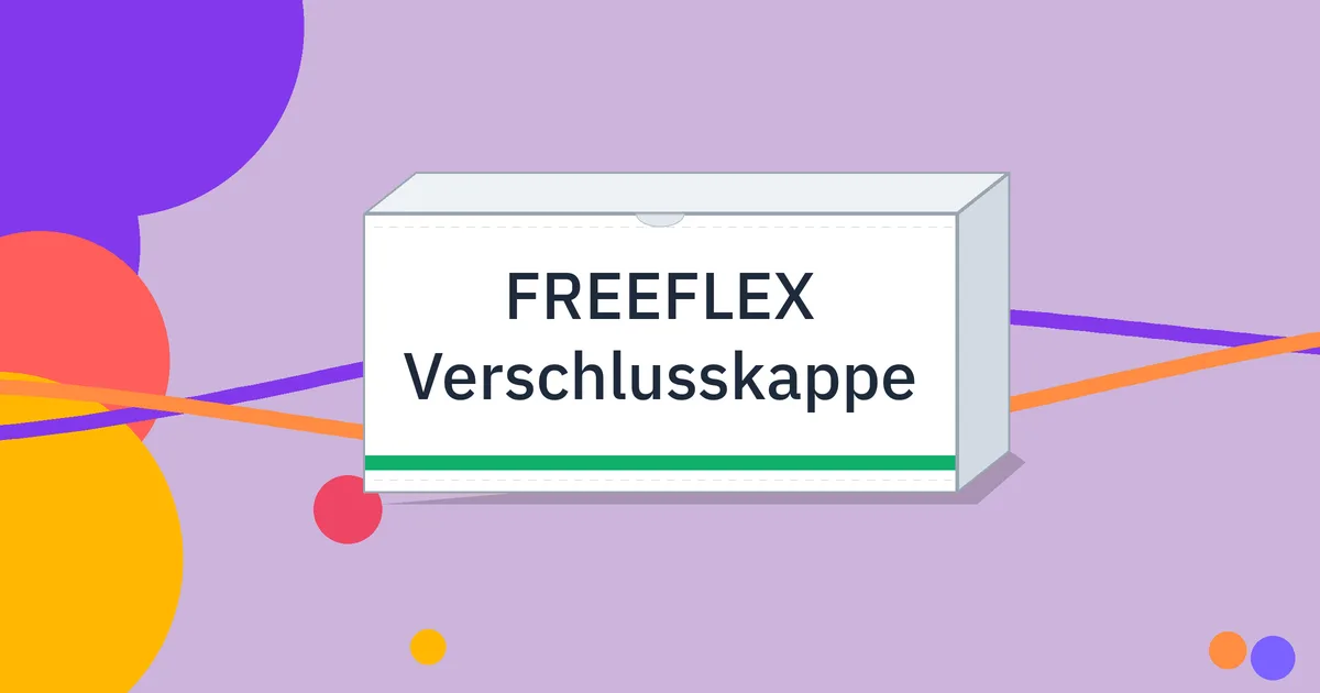Symbolbild: Packung mit der Aufschrift FREEFLEX Verschlusskappe (PZN 01558394) – Verfügbarkeit und Bezug in Apotheken in Frankfurt am Main