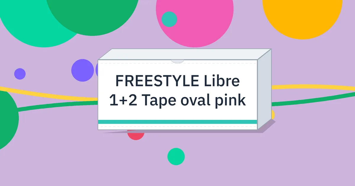 Symbolbild: Packung mit der Aufschrift FREESTYLE Libre 1+2 Tape oval pink (PZN 18177816) – Verfügbarkeit und Bezug in Apotheken in Frankfurt am Main