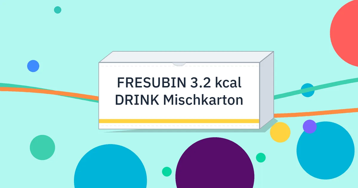 Symbolbild: Packung mit der Aufschrift FRESUBIN 3.2 kcal DRINK Mischkarton (PZN 14413800) – Verfügbarkeit und Bezug in Apotheken in Frankfurt am Main
