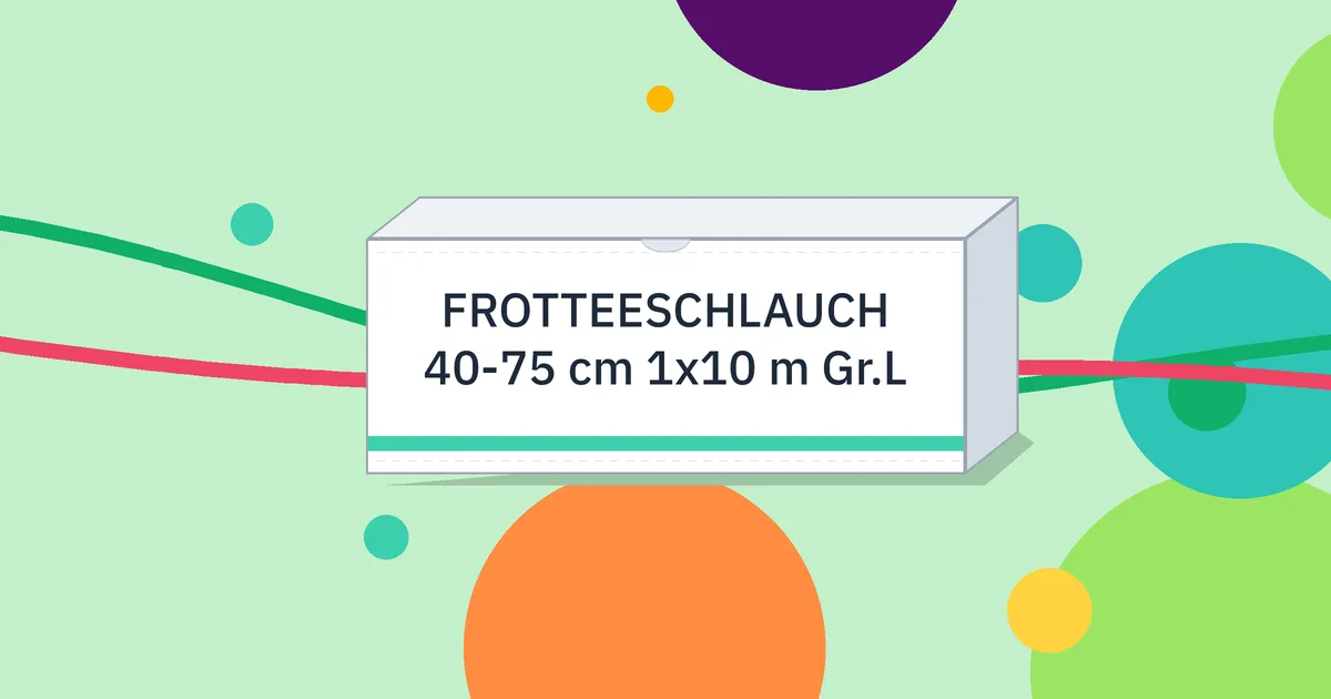 Symbolbild: Packung mit der Aufschrift FROTTEESCHLAUCH 40-75 cm 1x10 m Gr.L (PZN 10288226) – Verfügbarkeit und Bezug in Apotheken in Frankfurt am Main