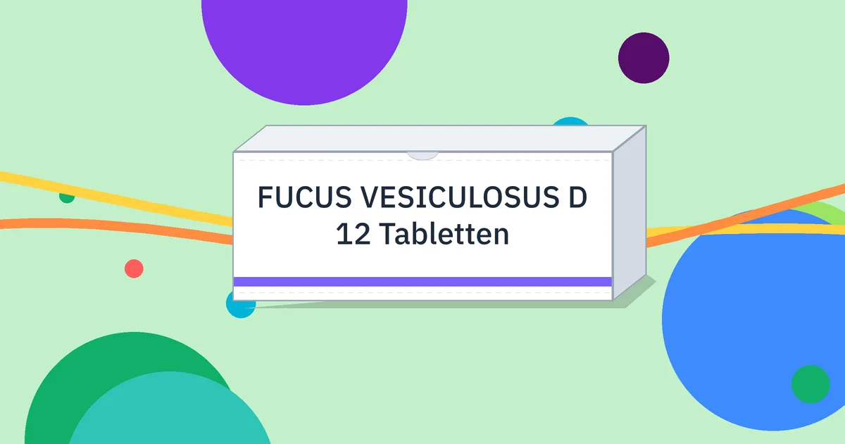 Symbolbild: Packung mit der Aufschrift FUCUS VESICULOSUS D 12 Tabletten (PZN 07168352) – Verfügbarkeit und Bezug in Apotheken in Frankfurt am Main