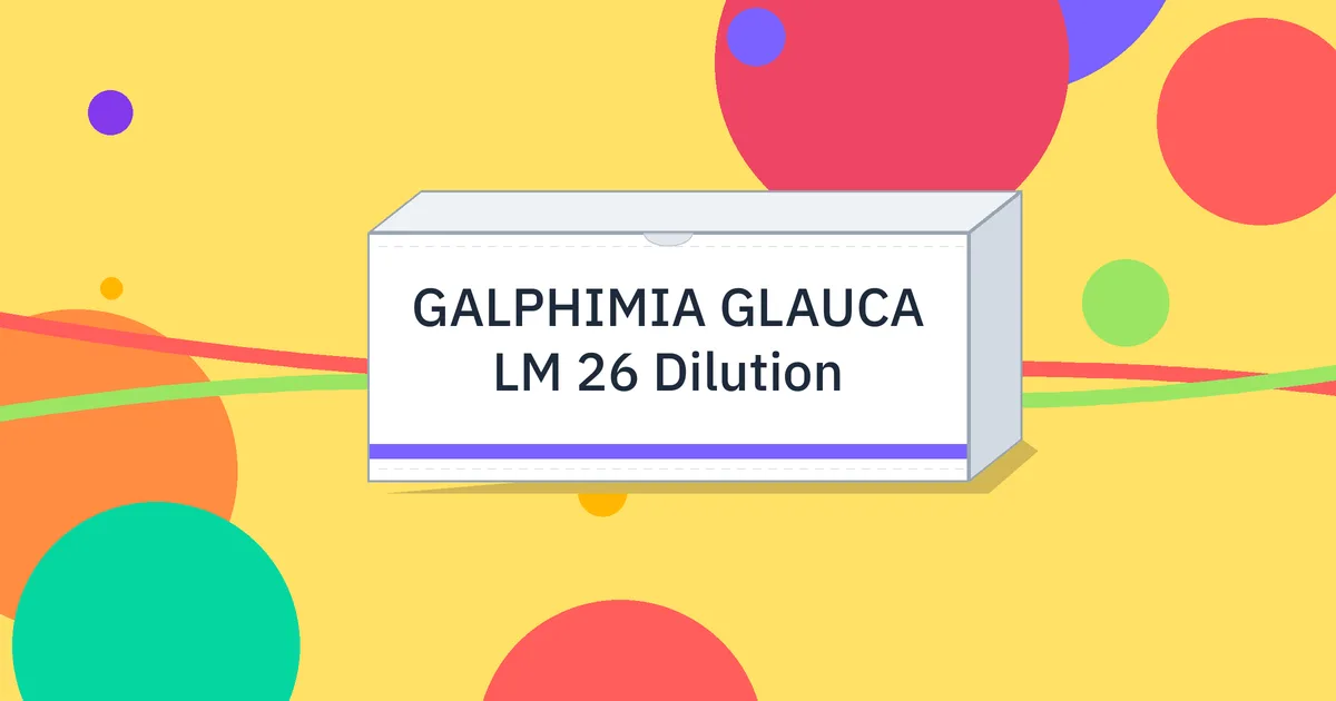 Symbolbild: Packung mit der Aufschrift GALPHIMIA GLAUCA LM 26 Dilution (PZN 12875488) – Verfügbarkeit und Bezug in Apotheken in Frankfurt am Main