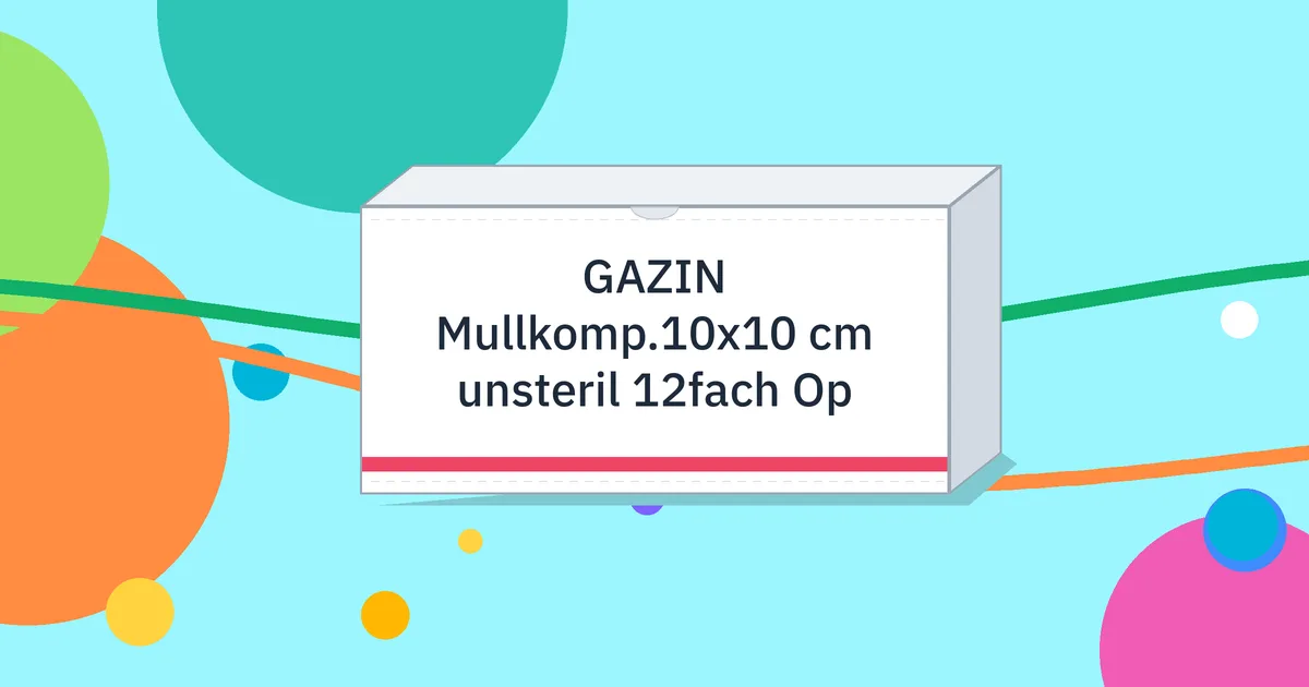 Symbolbild: Packung mit der Aufschrift GAZIN Mullkomp.10x10 cm unsteril 12fach Op (PZN 17851587) – Verfügbarkeit und Bezug in Apotheken in Frankfurt am Main