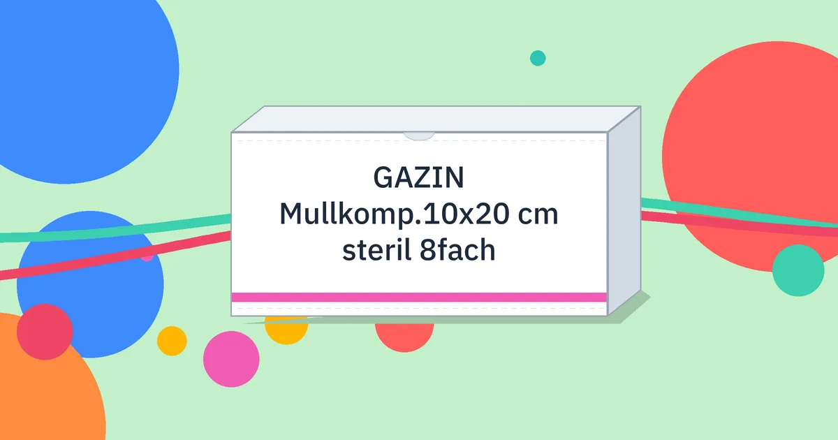 Symbolbild: Packung mit der Aufschrift GAZIN Mullkomp.10x20 cm steril 8fach (PZN 15420765) – Verfügbarkeit und Bezug in Apotheken in Frankfurt am Main