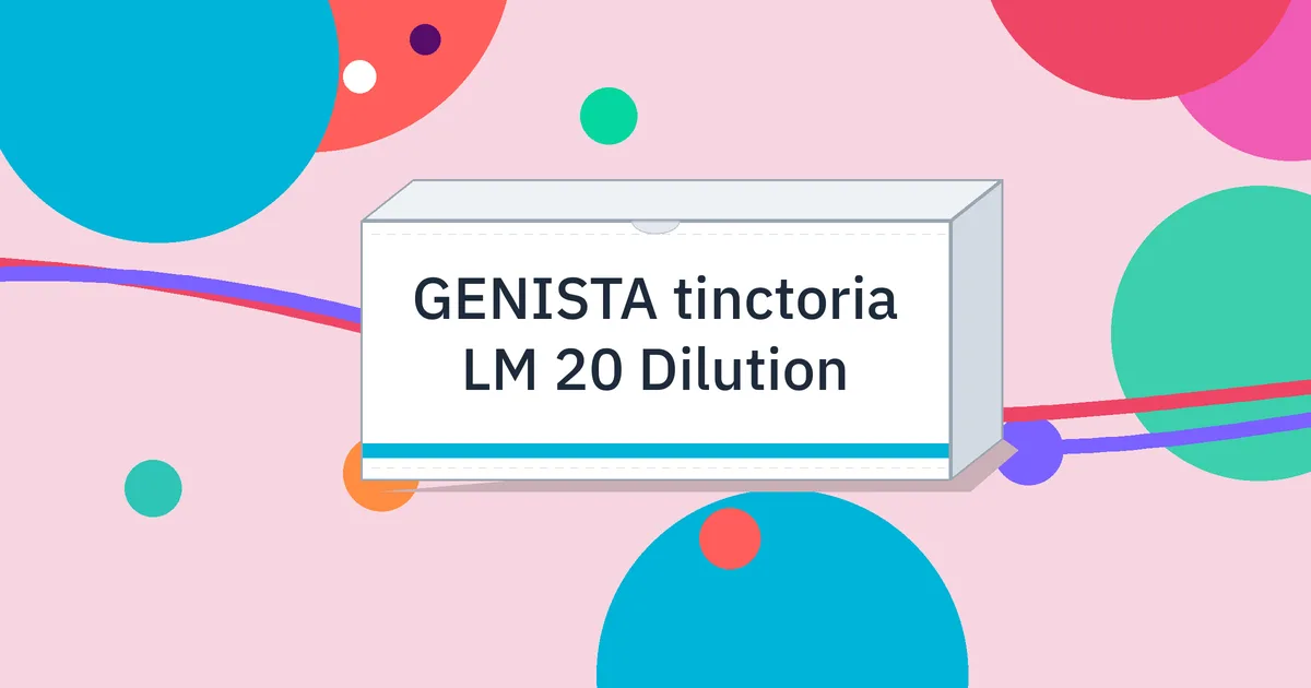 Symbolbild: Packung mit der Aufschrift GENISTA tinctoria LM 20 Dilution (PZN 13499544) – Verfügbarkeit und Bezug in Apotheken in Frankfurt am Main