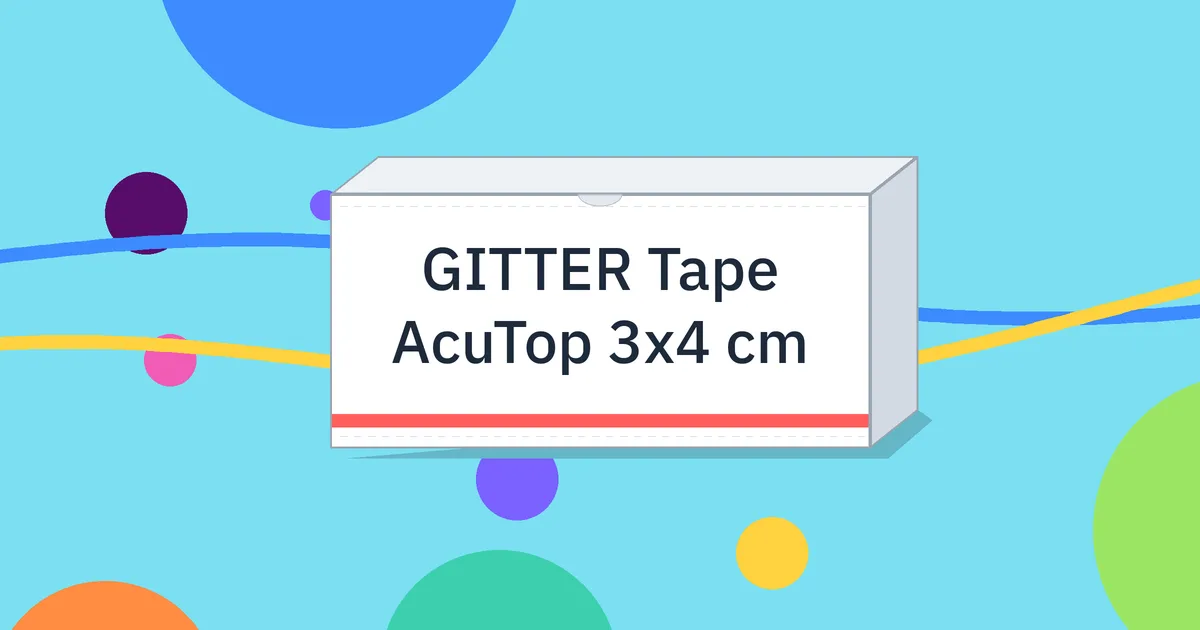 Symbolbild: Packung mit der Aufschrift GITTER Tape AcuTop 3x4 cm (PZN 11139936) – Verfügbarkeit und Bezug in Apotheken in Frankfurt am Main