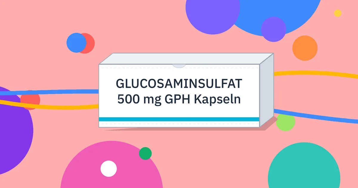 Symbolbild: Packung mit der Aufschrift GLUCOSAMINSULFAT 500 mg GPH Kapseln (PZN 09749171) – Verfügbarkeit und Bezug in Apotheken in Frankfurt am Main