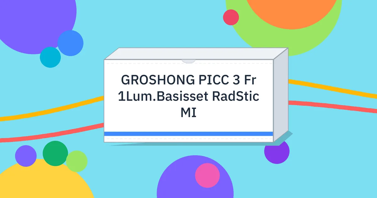 Symbolbild: Packung mit der Aufschrift GROSHONG PICC 3 Fr 1Lum.Basisset RadStic MI (PZN 12398798) – Verfügbarkeit und Bezug in Apotheken in Frankfurt am Main