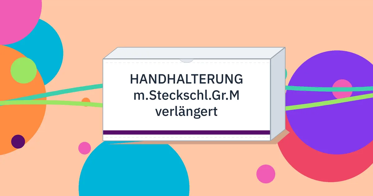 Symbolbild: Packung mit der Aufschrift HANDHALTERUNG m.Steckschl.Gr.M verlängert (PZN 11568382) – Verfügbarkeit und Bezug in Apotheken in Frankfurt am Main