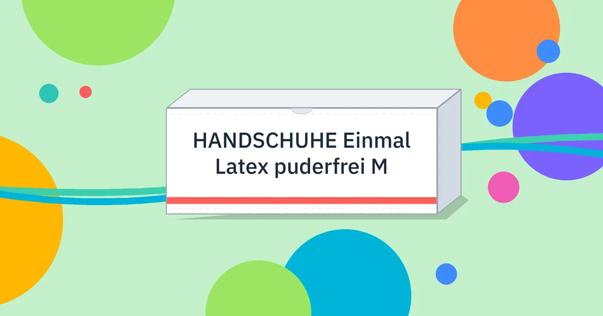 Symbolbild: Packung mit der Aufschrift HANDSCHUHE Einmal Latex puderfrei M (PZN 00990238) – Verfügbarkeit und Bezug in Apotheken in Frankfurt am Main
