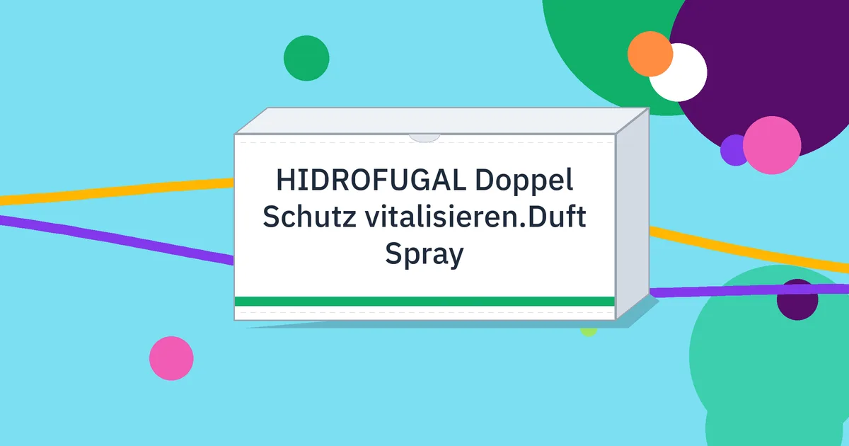 Symbolbild: Packung mit der Aufschrift HIDROFUGAL Doppel Schutz vitalisieren.Duft Spray (PZN 16618357) – Verfügbarkeit und Bezug in Apotheken in Frankfurt am Main