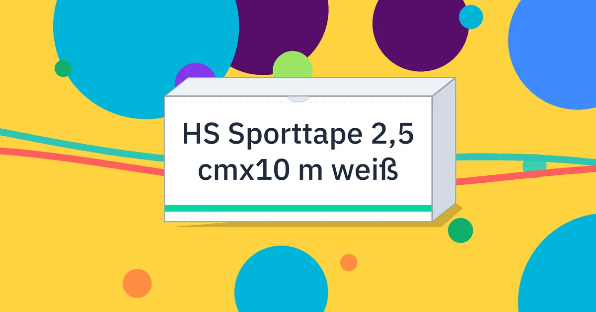 Symbolbild: Packung mit der Aufschrift HS Sporttape 2,5 cmx10 m weiß (PZN 09742163) – Verfügbarkeit und Bezug in Apotheken in Frankfurt am Main
