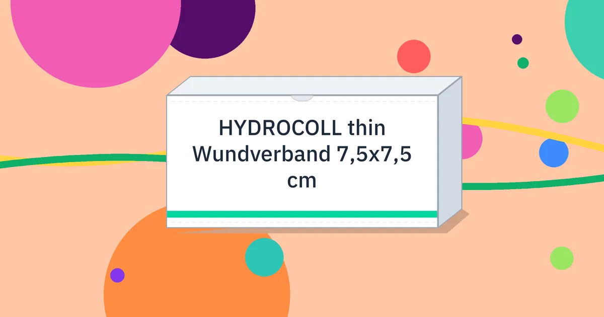 Symbolbild: Packung mit der Aufschrift HYDROCOLL thin Wundverband 7,5x7,5 cm (PZN 17827873) – Verfügbarkeit und Bezug in Apotheken in Frankfurt am Main