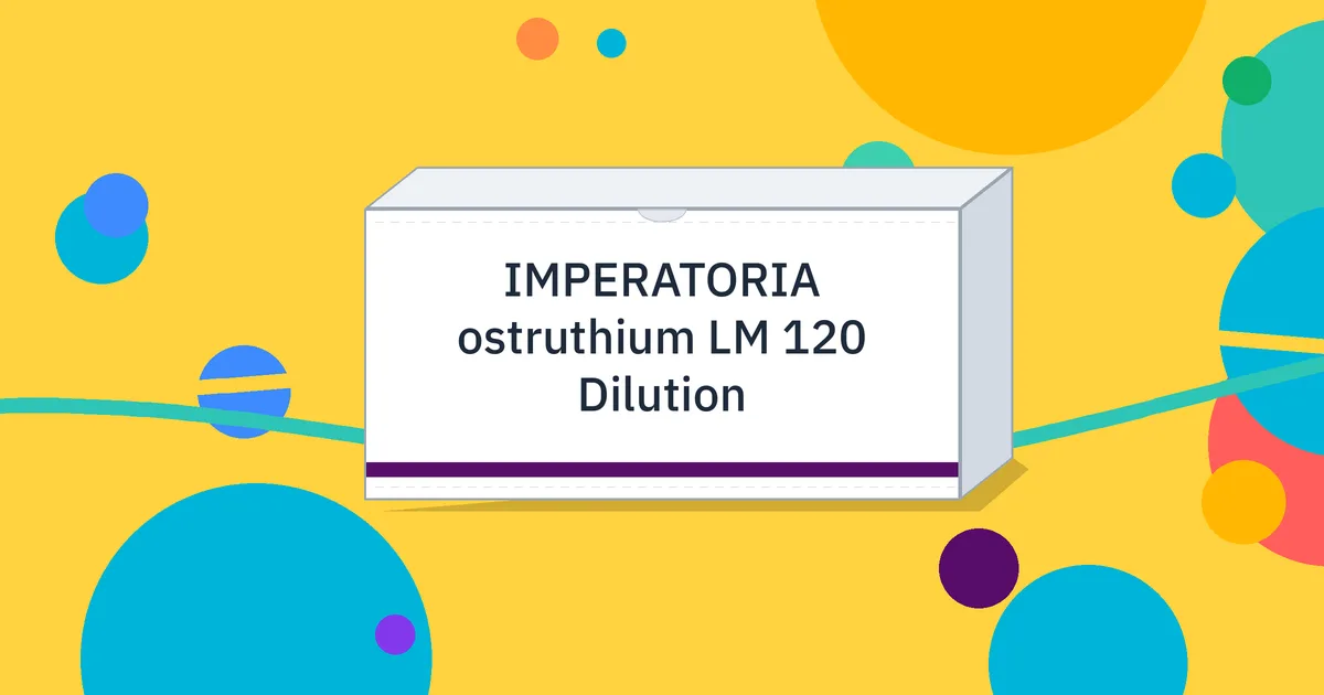 Symbolbild: Packung mit der Aufschrift IMPERATORIA ostruthium LM 120 Dilution (PZN 13559387) – Verfügbarkeit und Bezug in Apotheken in Frankfurt am Main