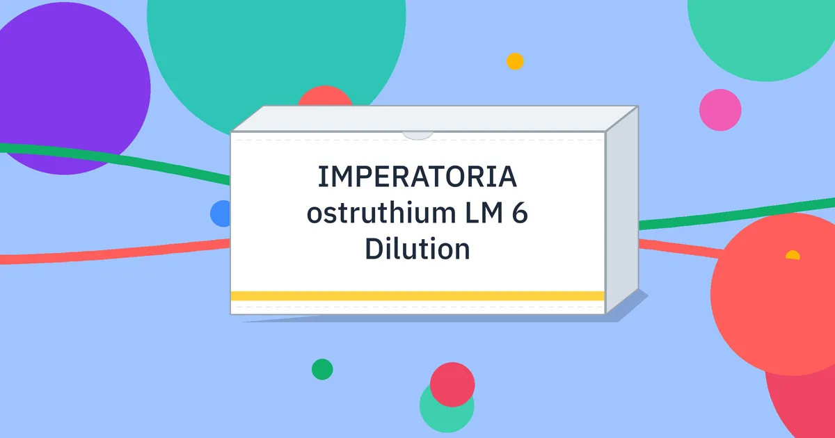 Symbolbild: Packung mit der Aufschrift IMPERATORIA ostruthium LM 6 Dilution (PZN 13558991) – Verfügbarkeit und Bezug in Apotheken in Frankfurt am Main