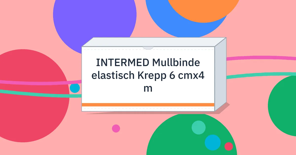 Symbolbild: Packung mit der Aufschrift INTERMED Mullbinde elastisch Krepp 6 cmx4 m (PZN 02707092) – Verfügbarkeit und Bezug in Apotheken in Frankfurt am Main