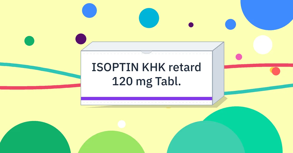 Symbolbild: Packung mit der Aufschrift ISOPTIN KHK retard 120 mg Tabl. (PZN 03573831) – Verfügbarkeit und Bezug in Apotheken in Frankfurt am Main