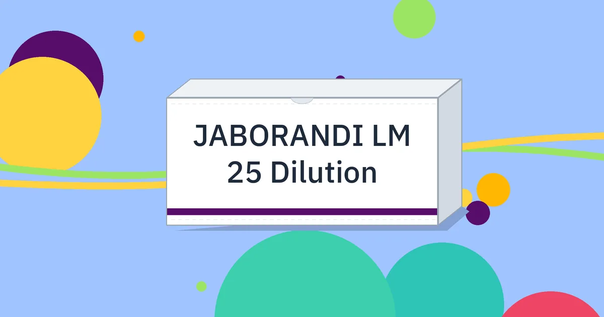 Symbolbild: Packung mit der Aufschrift JABORANDI LM 25 Dilution (PZN 12915414) – Verfügbarkeit und Bezug in Apotheken in Frankfurt am Main