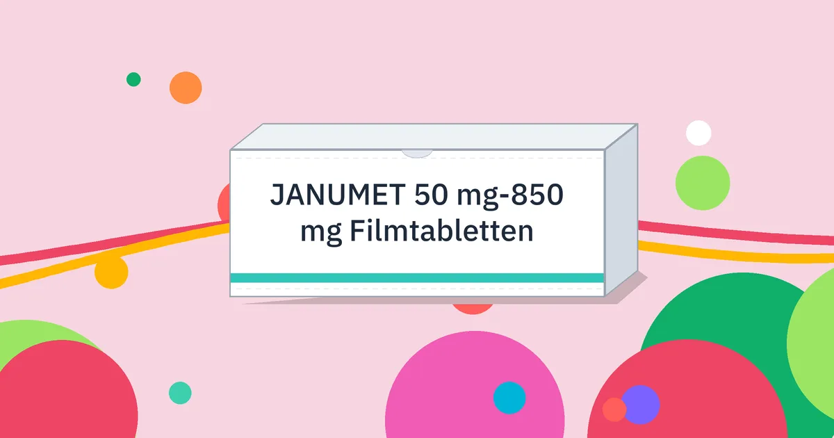Symbolbild: Packung mit der Aufschrift JANUMET 50 mg-850 mg Filmtabletten (PZN 03715656) – Verfügbarkeit und Bezug in Apotheken in Frankfurt am Main