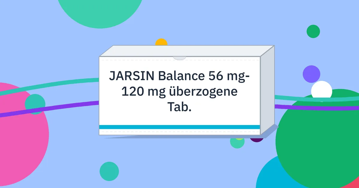 Symbolbild: Packung mit der Aufschrift JARSIN Balance 56 mg-120 mg überzogene Tab. (PZN 05505319) – Verfügbarkeit und Bezug in Apotheken in Frankfurt am Main