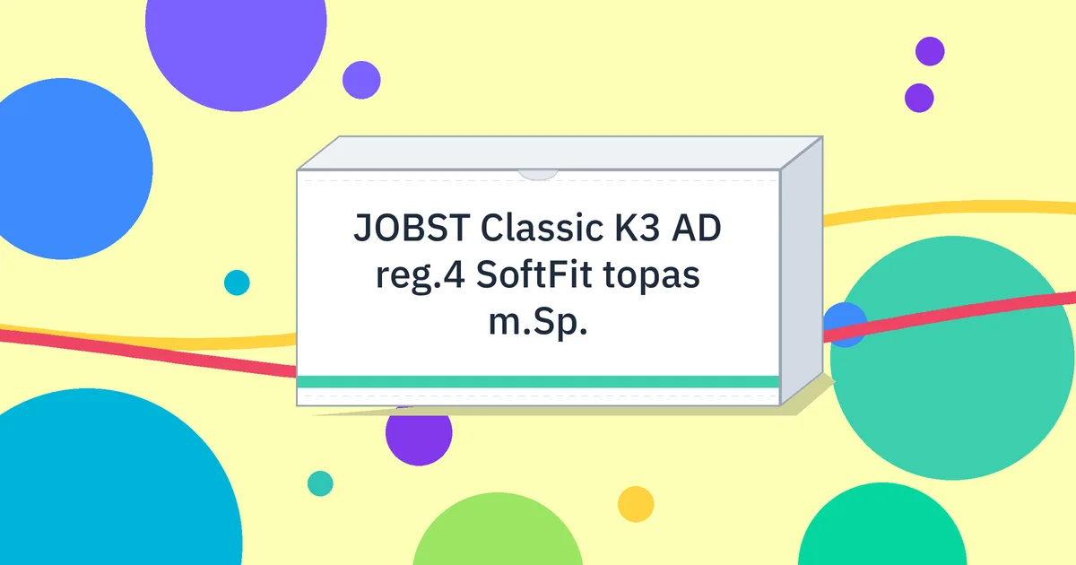 Symbolbild: Packung mit der Aufschrift JOBST Classic K3 AD reg.4 SoftFit topas m.Sp. (PZN 14224192) – Verfügbarkeit und Bezug in Apotheken in Frankfurt am Main