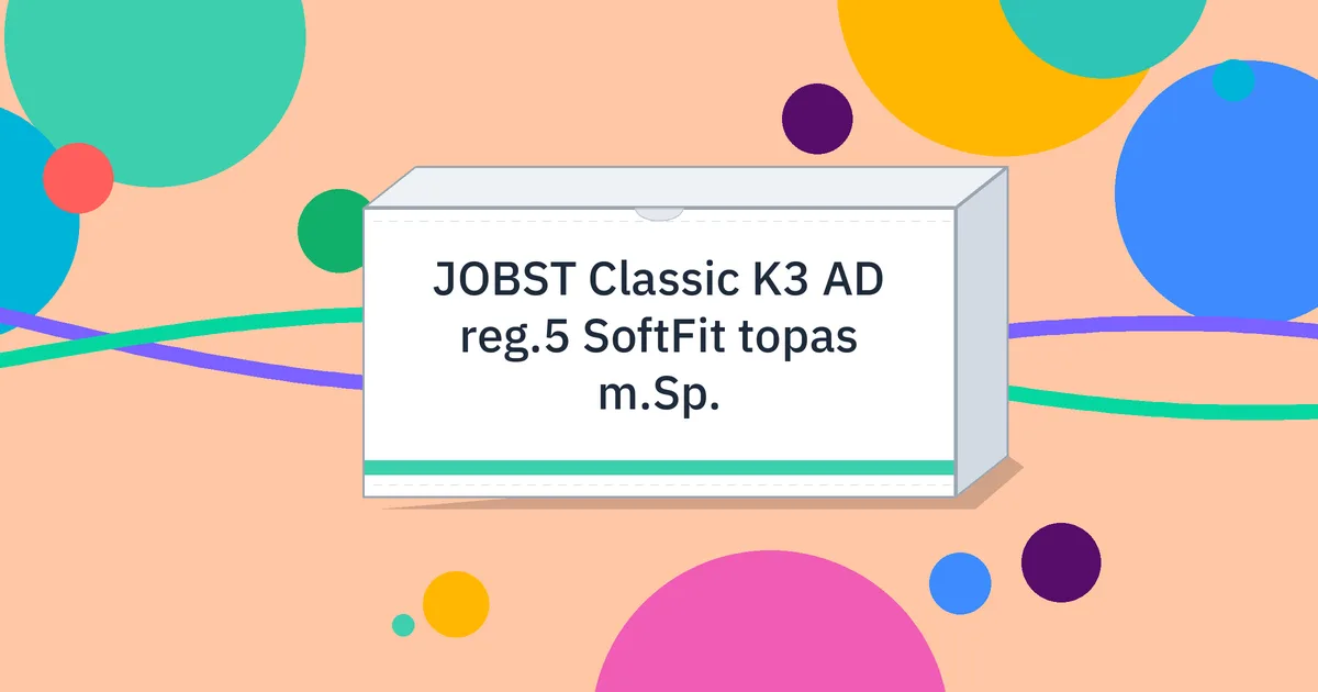 Symbolbild: Packung mit der Aufschrift JOBST Classic K3 AD reg.5 SoftFit topas m.Sp. (PZN 14224200) – Verfügbarkeit und Bezug in Apotheken in Frankfurt am Main