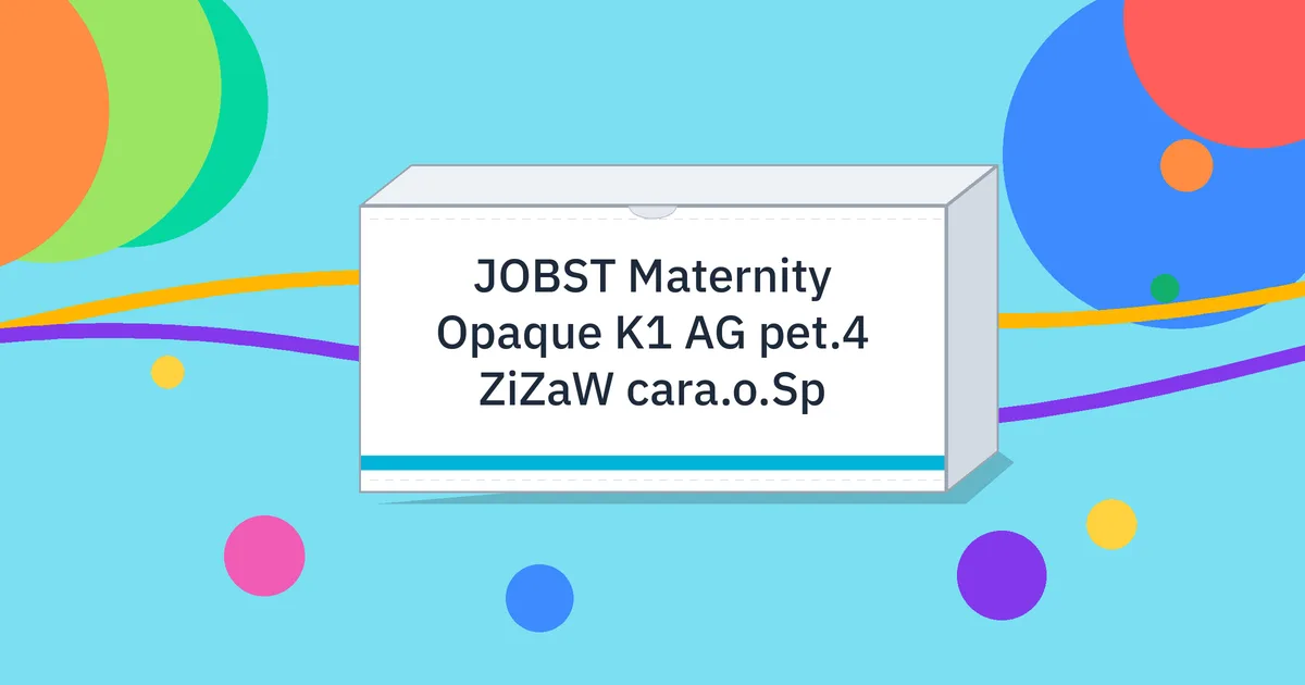 Symbolbild: Packung mit der Aufschrift JOBST Maternity Opaque K1 AG pet.4 ZiZaW cara.o.Sp (PZN 15850365) – Verfügbarkeit und Bezug in Apotheken in Frankfurt am Main