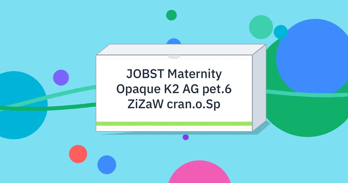 Symbolbild: Packung mit der Aufschrift JOBST Maternity Opaque K2 AG pet.6 ZiZaW cran.o.Sp (PZN 15858585) – Verfügbarkeit und Bezug in Apotheken in Frankfurt am Main