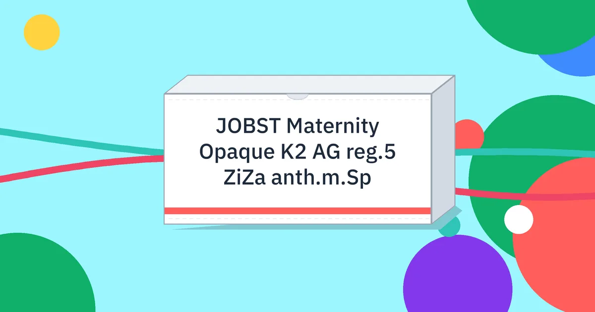 Symbolbild: Packung mit der Aufschrift JOBST Maternity Opaque K2 AG reg.5 ZiZa anth.m.Sp (PZN 15855871) – Verfügbarkeit und Bezug in Apotheken in Frankfurt am Main