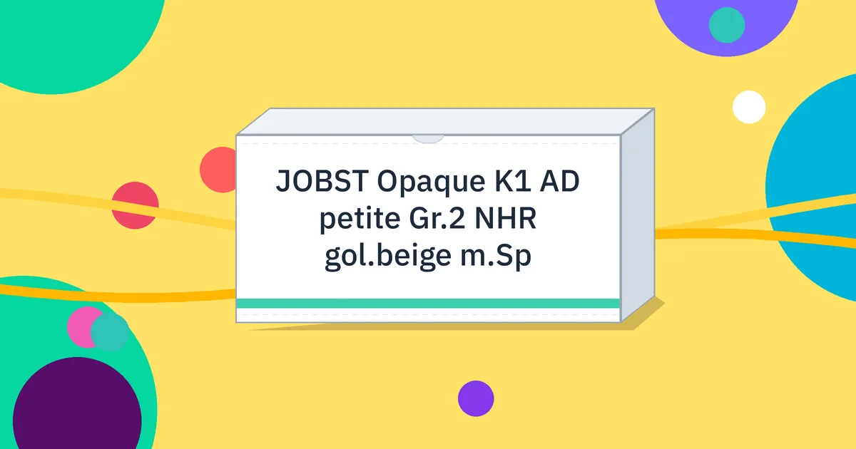 Symbolbild: Packung mit der Aufschrift JOBST Opaque K1 AD petite Gr.2 NHR gol.beige m.Sp (PZN 16263865) – Verfügbarkeit und Bezug in Apotheken in Frankfurt am Main