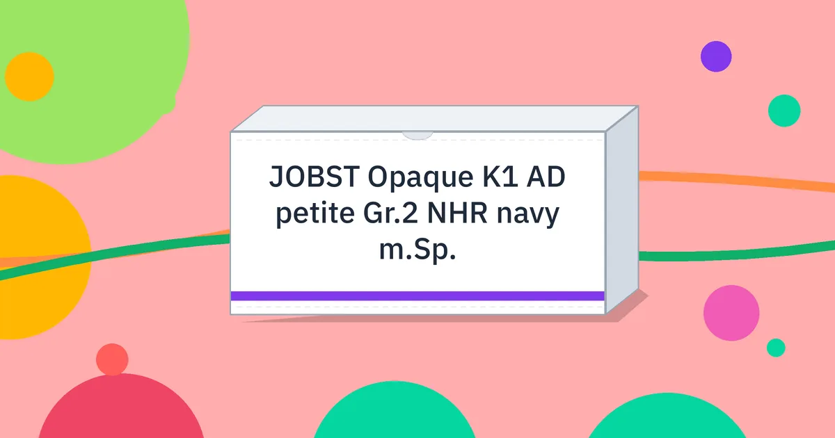 Symbolbild: Packung mit der Aufschrift JOBST Opaque K1 AD petite Gr.2 NHR navy m.Sp. (PZN 13078825) – Verfügbarkeit und Bezug in Apotheken in Frankfurt am Main