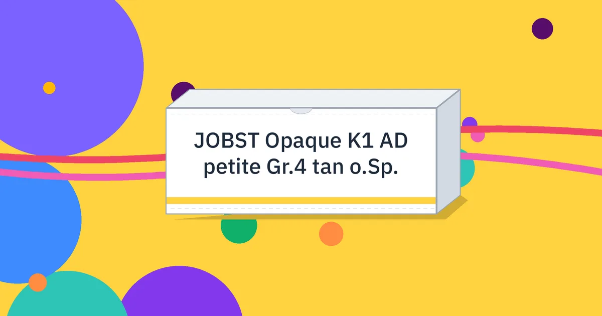 Symbolbild: Packung mit der Aufschrift JOBST Opaque K1 AD petite Gr.4 tan o.Sp. (PZN 16264066) – Verfügbarkeit und Bezug in Apotheken in Frankfurt am Main