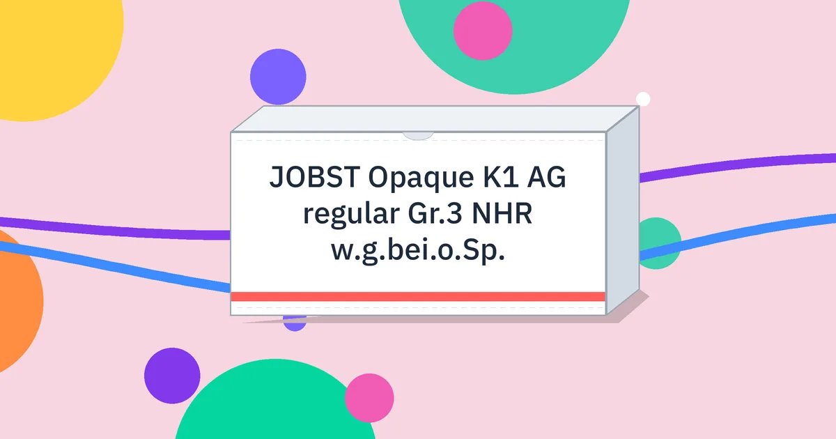 Symbolbild: Packung mit der Aufschrift JOBST Opaque K1 AG regular Gr.3 NHR w.g.bei.o.Sp. (PZN 16265657) – Verfügbarkeit und Bezug in Apotheken in Frankfurt am Main