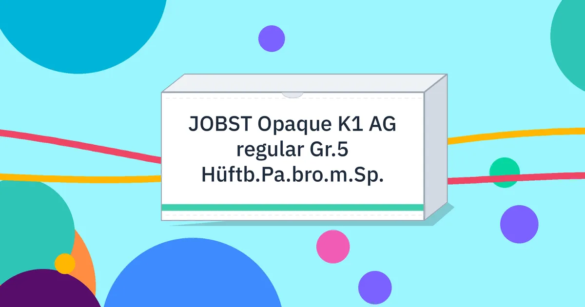 Symbolbild: Packung mit der Aufschrift JOBST Opaque K1 AG regular Gr.5 Hüftb.Pa.bro.m.Sp. (PZN 13100364) – Verfügbarkeit und Bezug in Apotheken in Frankfurt am Main