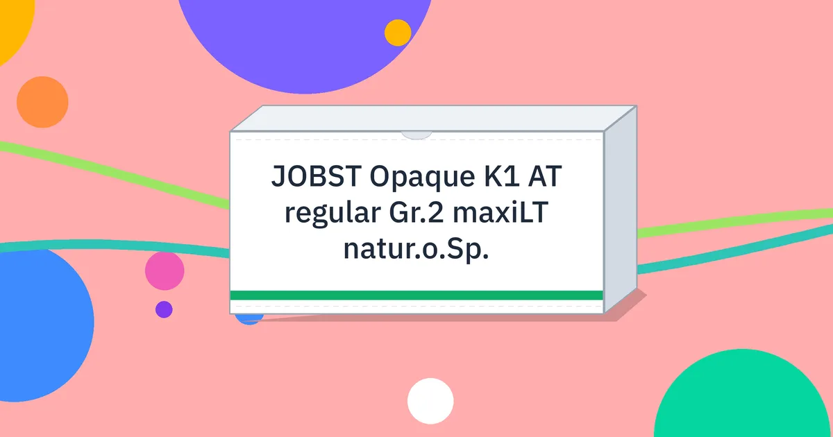 Symbolbild: Packung mit der Aufschrift JOBST Opaque K1 AT regular Gr.2 maxiLT natur.o.Sp. (PZN 13106585) – Verfügbarkeit und Bezug in Apotheken in Frankfurt am Main