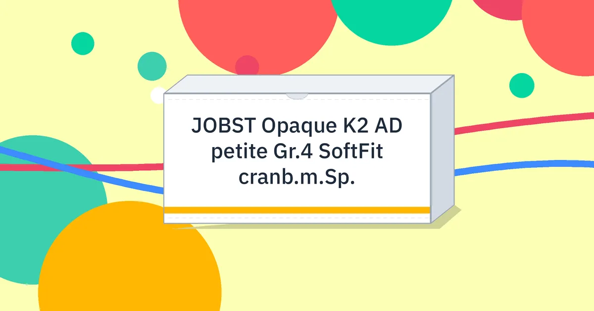 Symbolbild: Packung mit der Aufschrift JOBST Opaque K2 AD petite Gr.4 SoftFit cranb.m.Sp. (PZN 13109247) – Verfügbarkeit und Bezug in Apotheken in Frankfurt am Main