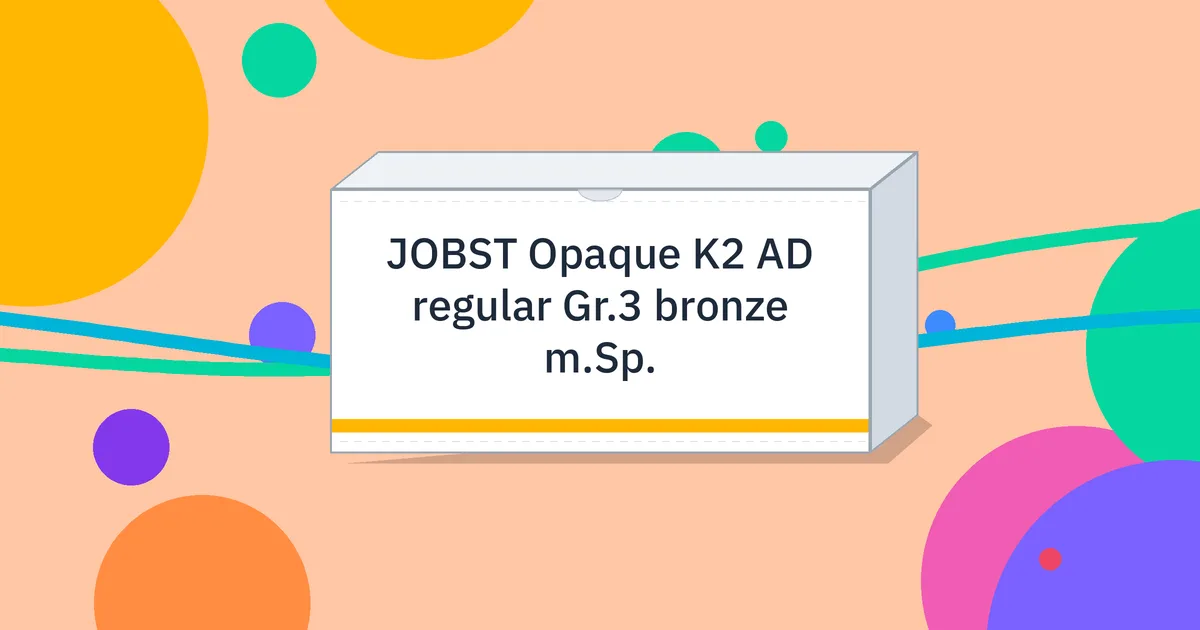 Symbolbild: Packung mit der Aufschrift JOBST Opaque K2 AD regular Gr.3 bronze m.Sp. (PZN 13110138) – Verfügbarkeit und Bezug in Apotheken in Frankfurt am Main