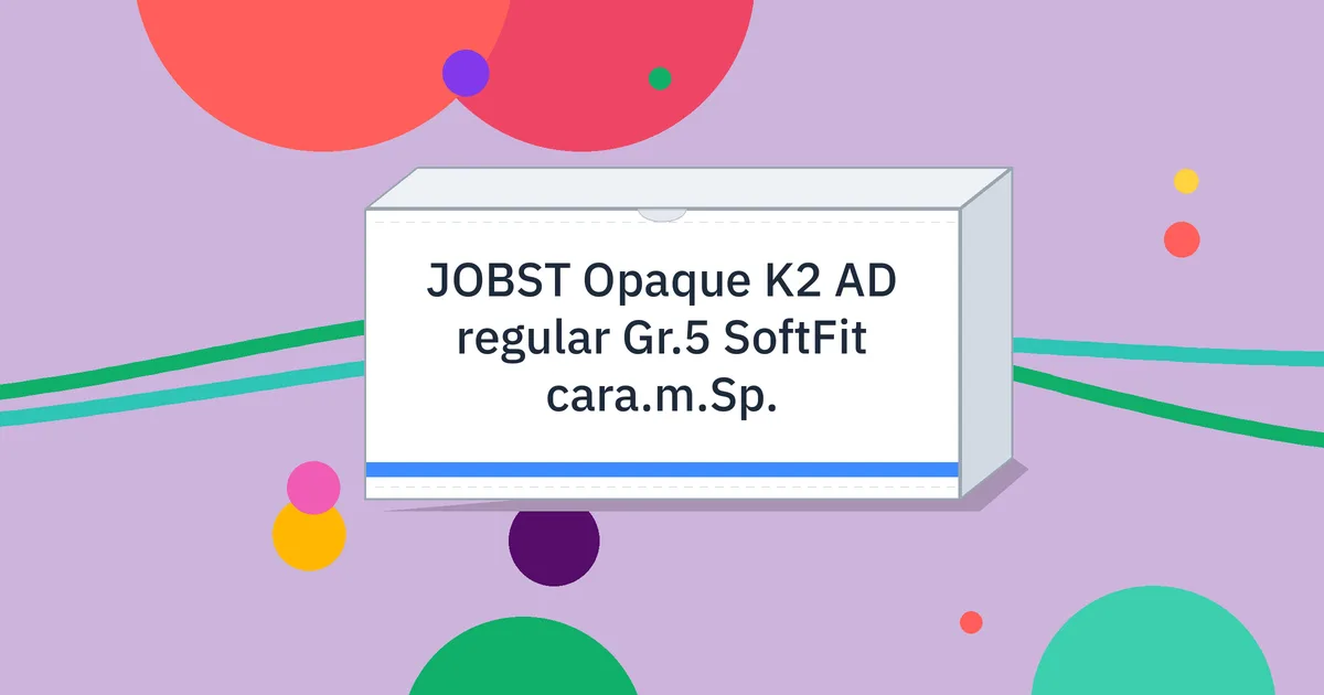 Symbolbild: Packung mit der Aufschrift JOBST Opaque K2 AD regular Gr.5 SoftFit cara.m.Sp. (PZN 11250065) – Verfügbarkeit und Bezug in Apotheken in Frankfurt am Main
