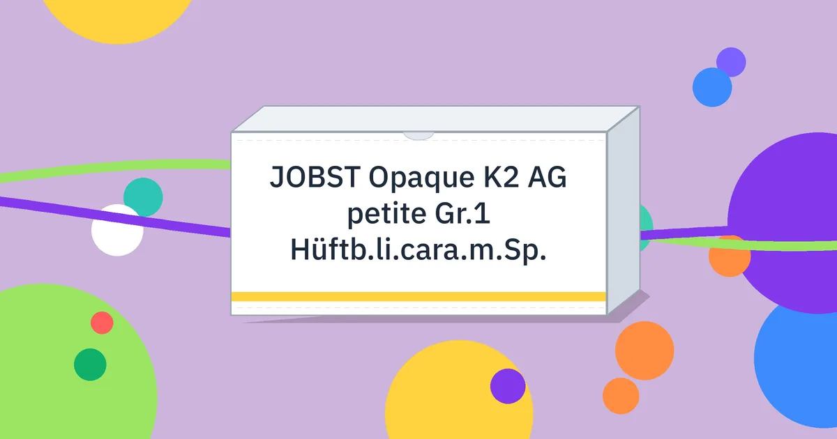 Symbolbild: Packung mit der Aufschrift JOBST Opaque K2 AG petite Gr.1 Hüftb.li.cara.m.Sp. (PZN 13113510) – Verfügbarkeit und Bezug in Apotheken in Frankfurt am Main