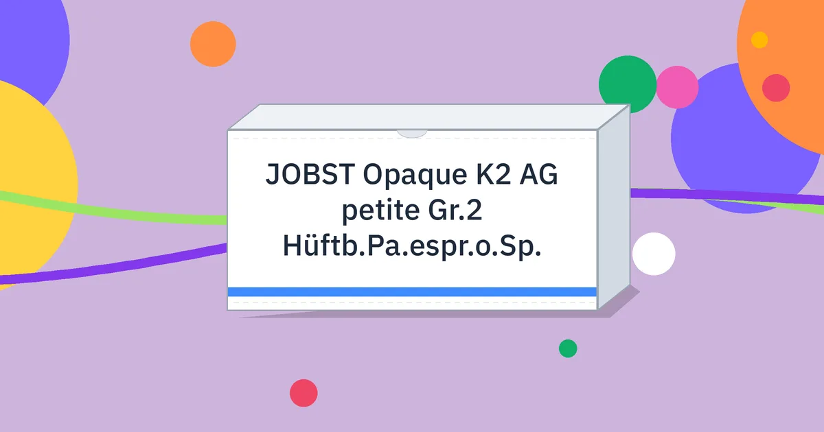 Symbolbild: Packung mit der Aufschrift JOBST Opaque K2 AG petite Gr.2 Hüftb.Pa.espr.o.Sp. (PZN 16288517) – Verfügbarkeit und Bezug in Apotheken in Frankfurt am Main