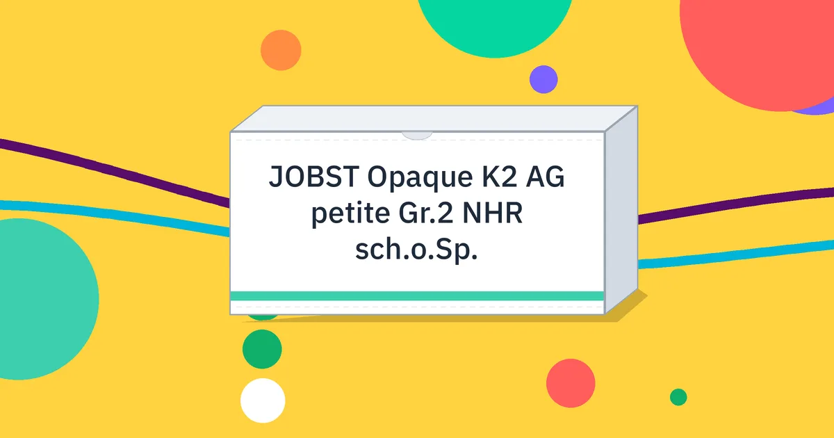 Symbolbild: Packung mit der Aufschrift JOBST Opaque K2 AG petite Gr.2 NHR sch.o.Sp. (PZN 11218736) – Verfügbarkeit und Bezug in Apotheken in Frankfurt am Main
