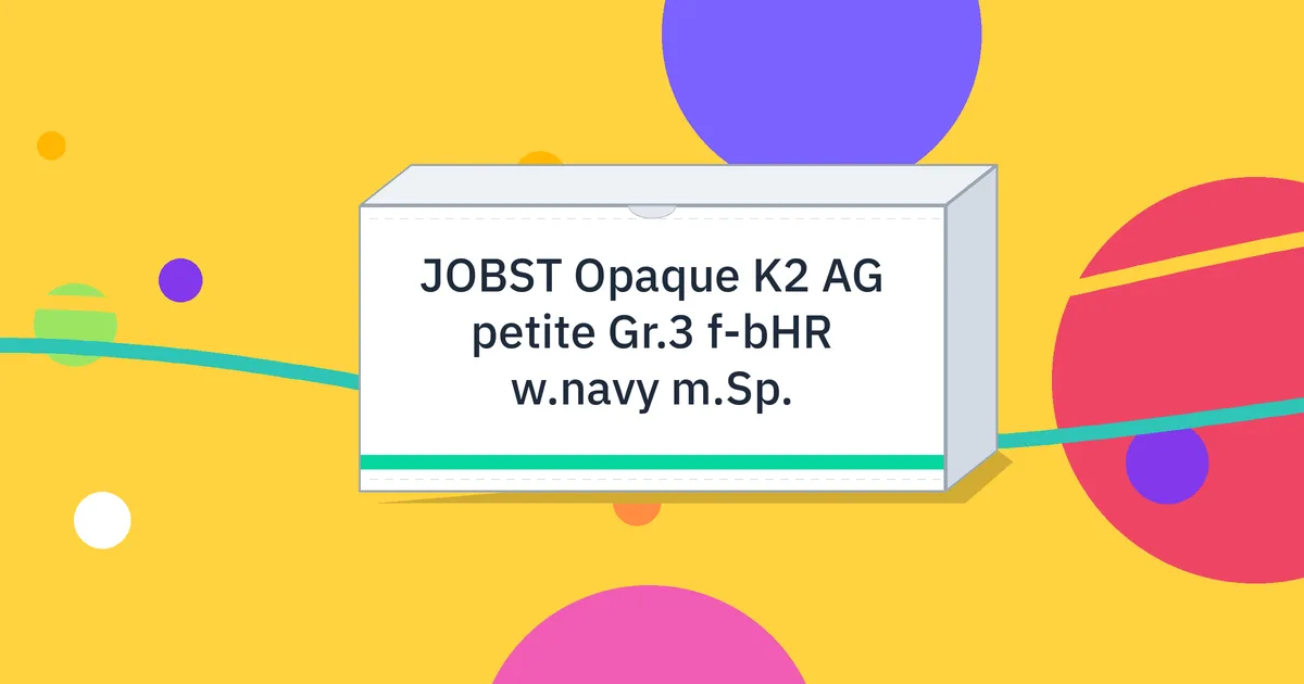 Symbolbild: Packung mit der Aufschrift JOBST Opaque K2 AG petite Gr.3 f-bHR w.navy m.Sp. (PZN 13160691) – Verfügbarkeit und Bezug in Apotheken in Frankfurt am Main