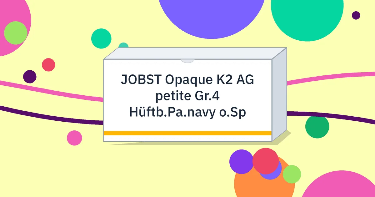 Symbolbild: Packung mit der Aufschrift JOBST Opaque K2 AG petite Gr.4 Hüftb.Pa.navy o.Sp (PZN 13114716) – Verfügbarkeit und Bezug in Apotheken in Frankfurt am Main